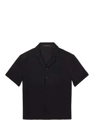 Gucci Slim-fit Camp-collar Logo-jacquard Silk Shirt - Black