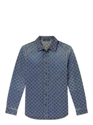 GUCCI Logo-Jacquard Denim Shirt