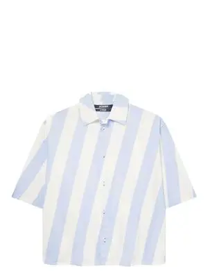 Jacquemus La Triangle Oversized Striped Cotton-poplin Shirt - Blue