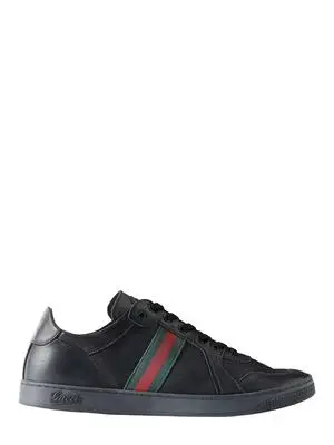 Gucci Coda Webbing-trimmed Leather Sneakers - Black