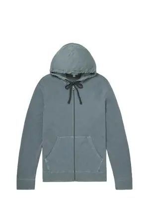 JAMES PERSE Loopback Supima Cotton-jersey Zip-up Hoodie - Blue