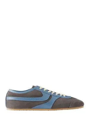 Dries Van Noten Leather-trimmed Suede Sneakers - Gray