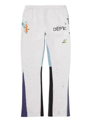 GALLERY DEPT. Logo-print Paint-splattered Cotton-jersey Sweatpants - Gray