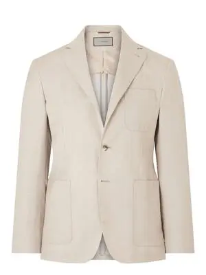 Canali Wool And Linen-blend Blazer - Beige