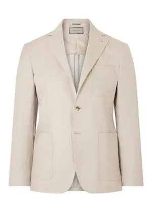 Canali Wool And Linen-blend Blazer - Neutrals