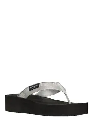 Kate Spade New York Sam Icon Platform Wedge Flip Flop - Silver
