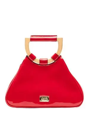 FRANCES VALENTINE Raye Leather Top Handle Tote Red