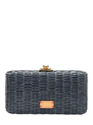 FRANCES VALENTINE Pepper Wicker Clutch - Navy