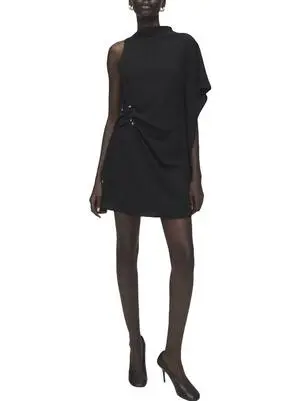 MANGO Soleil Asymmetric Sleeve Minidress