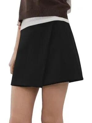 Mango Woven Skort With Asymmetrical Detail - Black