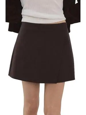 Mango Woven Skort With Asymmetrical Detail - Chocolate