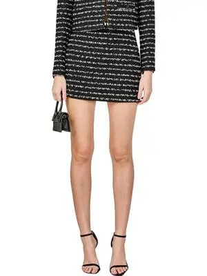 Endless Rose Stripe Tweed Miniskirt - Black