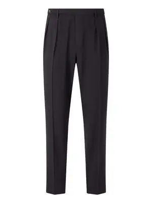 Boglioli Straight-leg Pleated Virgin Wool Trousers - Black