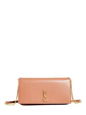 Saint Laurent Cassandre Patent Leather Crossbody Phone Holder - Barely Pink