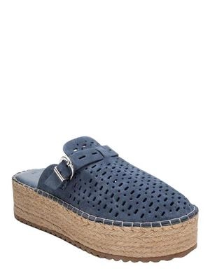 FOREVER & ALWAYS SHOES Louis Leather Platform Sandals - Denim Blue