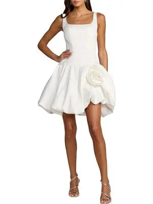 Mac Duggal Sleeveless Satin Mini Dress - Ivory