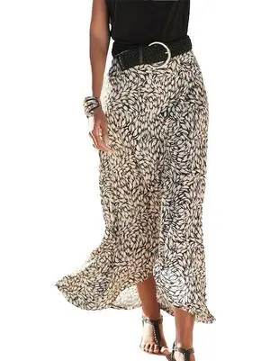 LASCANA Printed High-low Skirt - Black & Taupe