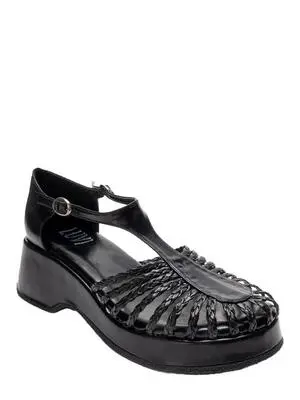 PROLOGUE SHOES Barry Woven Wedge Sandal - Black