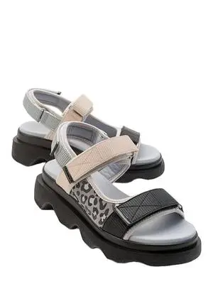 PROLOGUE SHOES Tedy Velcro Strap Sandal - Grey
