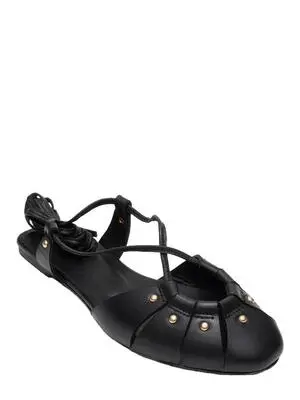 FOREVER & ALWAYS SHOES Daria Leather Lace-up Sandal - Black