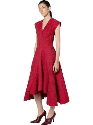 ROKSANDA Sapha Textured Midi Dress - Bennett Red