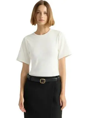 Modern Citizen Reanne Ribbed Sculpted Crew-neck Tee - White