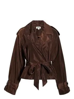 STAUD Vale Short Belted Trench Coat