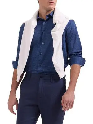 Bugatchi James Ooohcotton® Space Dye Button-up Shirt - Navy