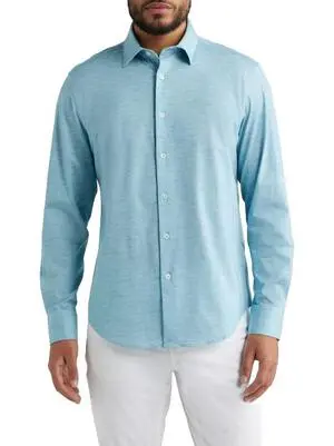 Bugatchi James Ooohcotton® Space Dye Button-up Shirt - Teal