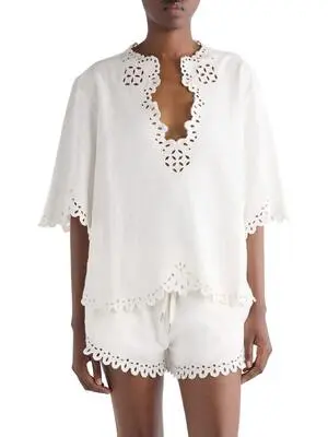 Isabel Marant Shana Eyelet Embroidered Cotton Tunic - White