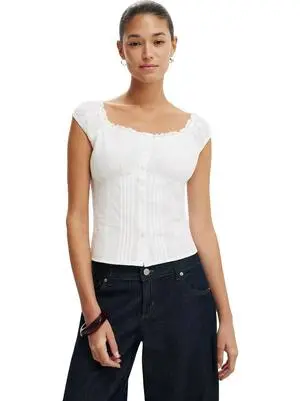 COTTON ON Jamie Off-the-shoulder Top - White