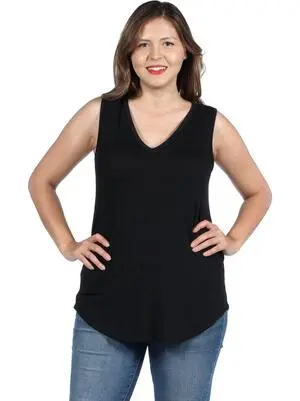 24SEVEN COMFORT APPAREL V-neck Sleeveless Top - Black