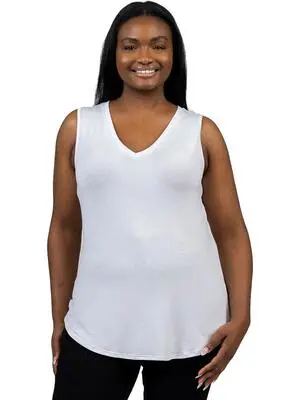 24SEVEN COMFORT APPAREL V-neck Sleeveless Top - White