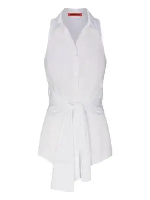 SIMONMILLER Sleeveless Poplin Top With Shirttail Hem - Macadamia