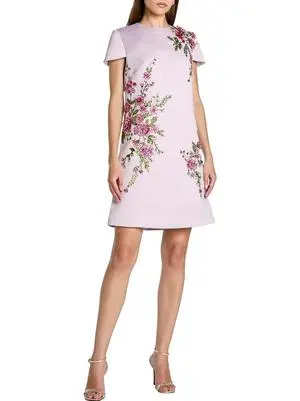 Mac Duggal Cap Sleeve Embroidered Mini Dress - Lilac