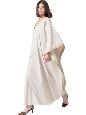 LE FAFO Luna Linen Maxi Kaftan Gown - Beige