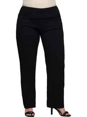 24SEVEN COMFORT APPAREL Stretch High-waist Dress Pants - Black