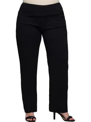 24SEVEN COMFORT APPAREL High Waist Straight Leg Stretch Pants - Black