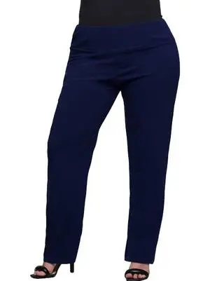 24SEVEN COMFORT APPAREL Stretch High-waist Dress Pants - Navy