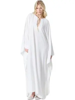 LE FAFO Luna Cotton And Silk-blend Maxi Kaftan - White