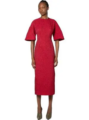 ROKSANDA Falah Cloqué Textured Midi Dress - Bennett Red