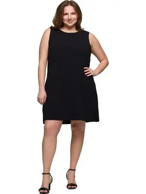 24SEVEN COMFORT APPAREL Sleeveless Mini Shift Dress - Black