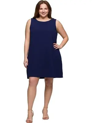 24SEVEN COMFORT APPAREL Sleeveless Mini Shift Dress - Navy