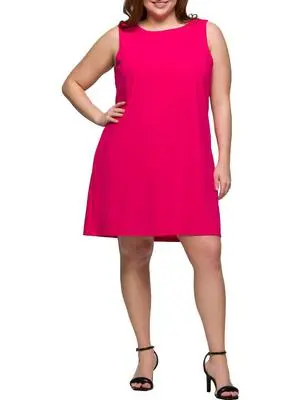 24SEVEN COMFORT APPAREL Sleeveless Jewel Neck Shift Dress - Pink