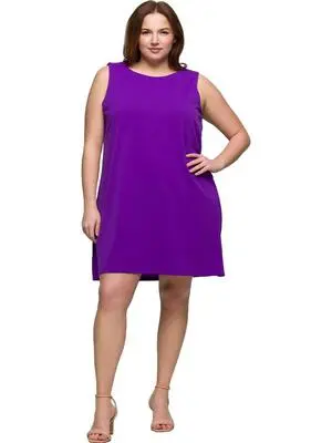 24SEVEN COMFORT APPAREL Sleeveless Mini Shift Dress Purple