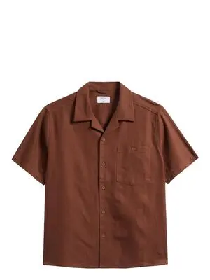 PERCIVAL Cuban Linen Camp Shirt Brown