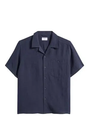 PERCIVAL Cuban Linen Camp Shirt Navy