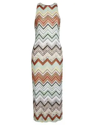 Missoni Zigzag Knit Midi Dress - Beige Orange