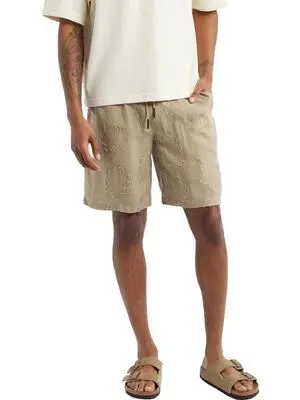 Oas Palmoza Nicola Jacquard Fil Coupé Drawstring Shorts - Light Brown