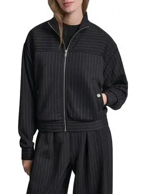 Dkny Pinstripe Zip-Front Jacket Black Pinstripe
